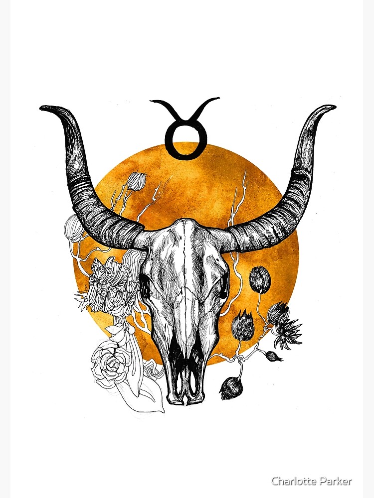 Lámina fotográfica «Signos del zodiaco Tauro, Ilustración de tinta de ...
