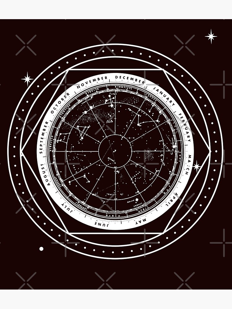 "Night sky astronomy star chart with constellations" Poster for Sale by ...