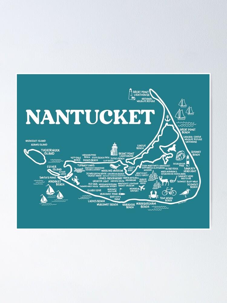 "Nantucket Map " Poster by fiberandgloss | Redbubble