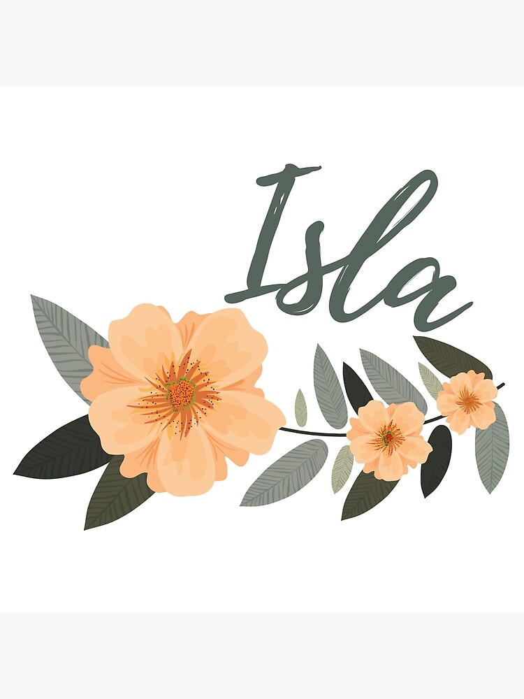 "Isla Name With Pretty Flowers | Name Design Orange And Green Plants ...