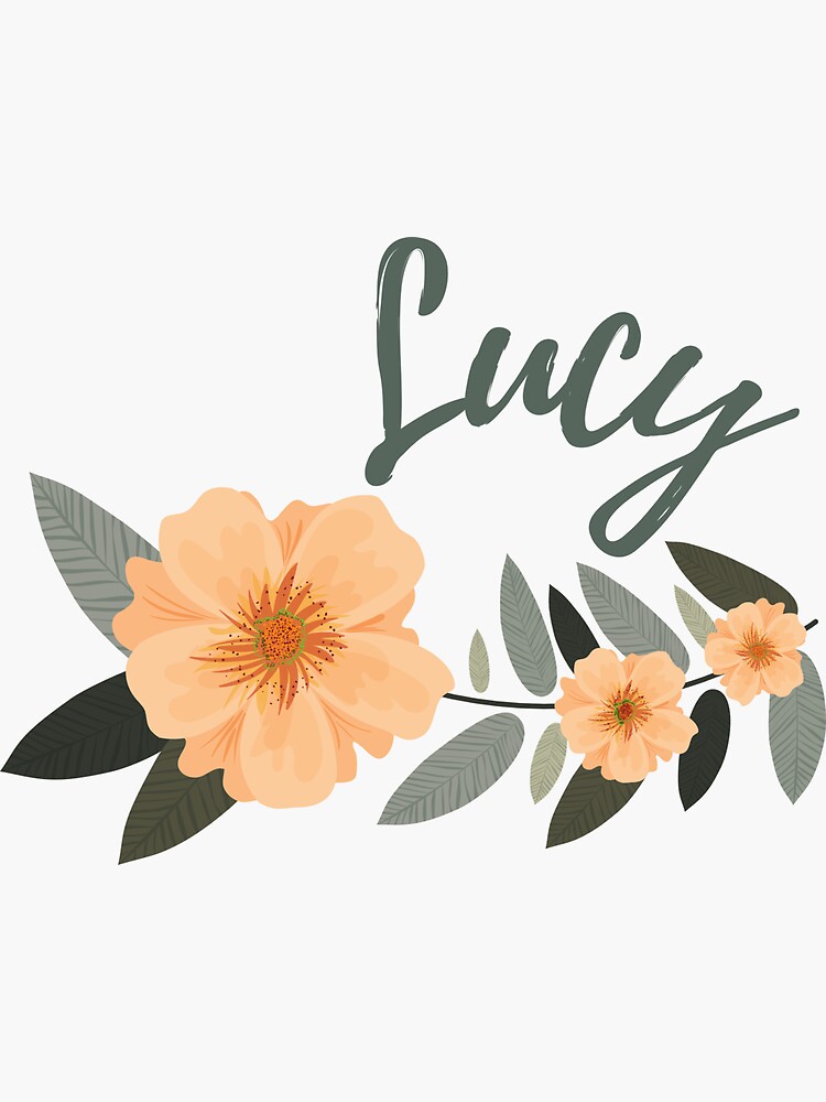 "Lucy Name With Pretty Flowers | Name Design Orange And Green Plants ...