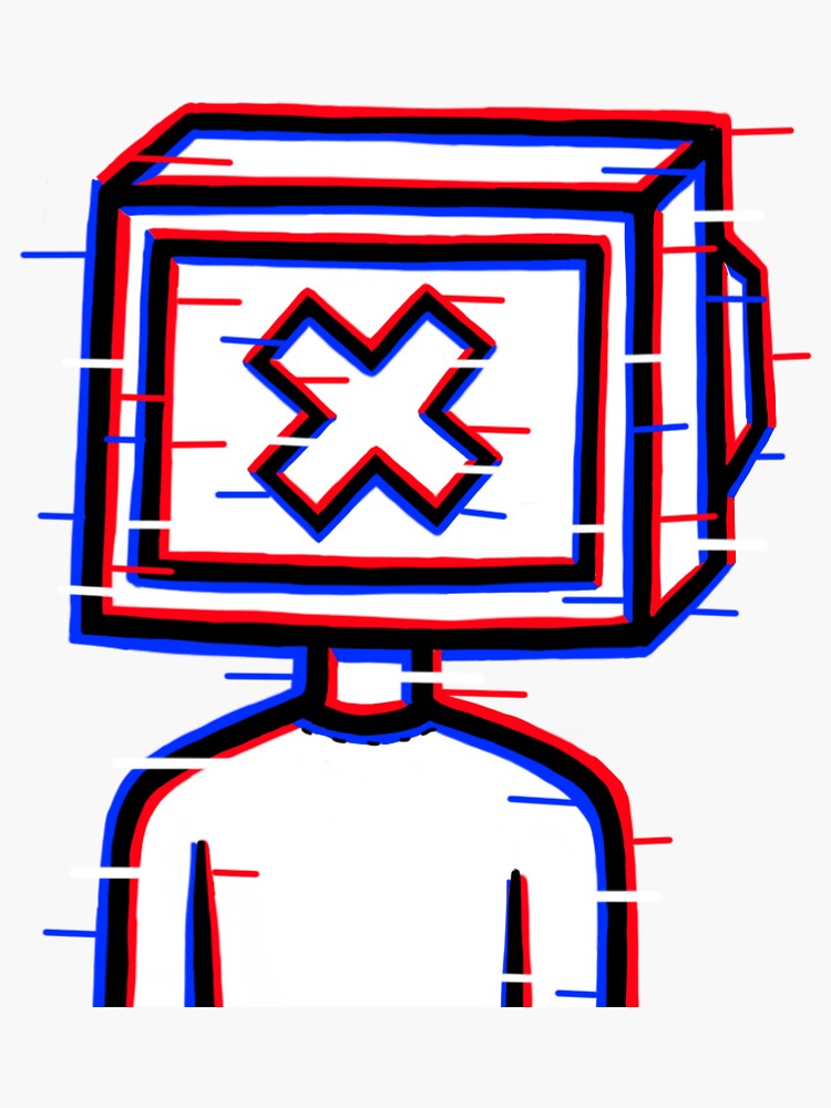 "Computer Head Glitch" Sticker for Sale by ssolid-shop | Redbubble