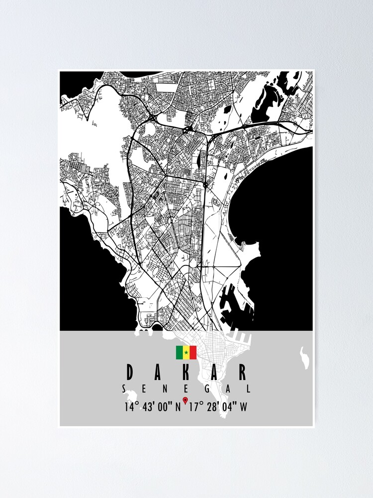 "DAKAR MAP SENEGAL" Poster for Sale by hatimelhag | Redbubble