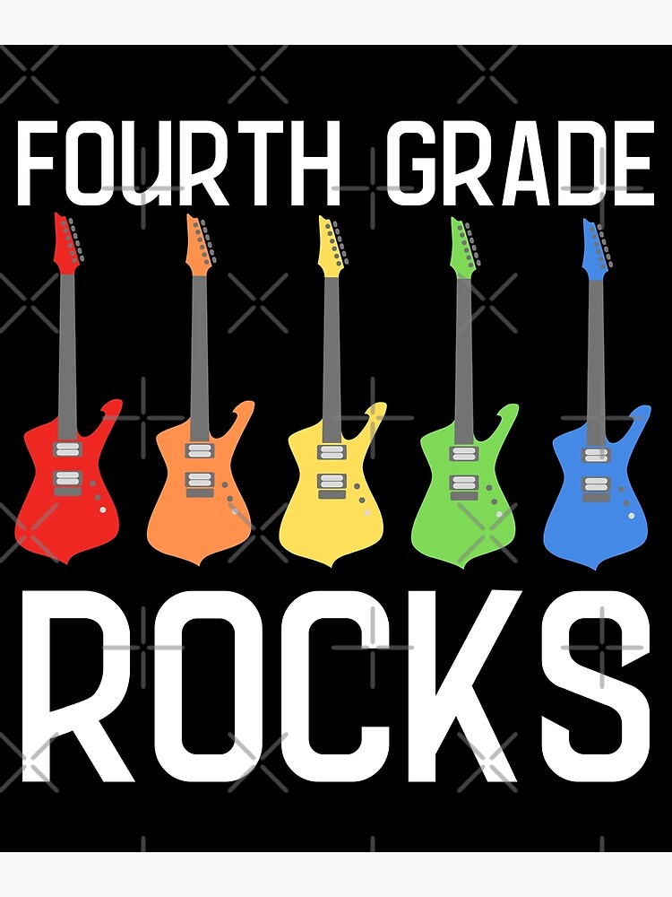 "Fourth Grade Rocks Back to School Cute Electric Guitars" Poster by ...