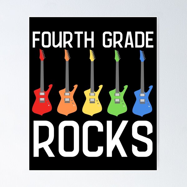 "Fourth Grade Rocks Back to School Cute Electric Guitars" Poster for ...