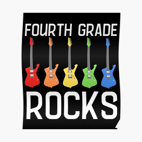 "Fourth Grade Rocks Back to School Cute Electric Guitars" Poster by ...