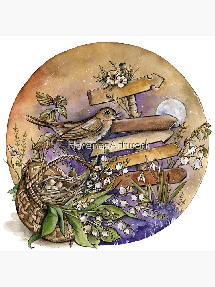 "Signpost nightingale with lilies of the valley" Sticker for Sale by ...