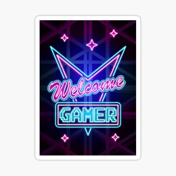 "Welcome Gamer Neon Art Typography " Sticker for Sale by Vectorheroes ...
