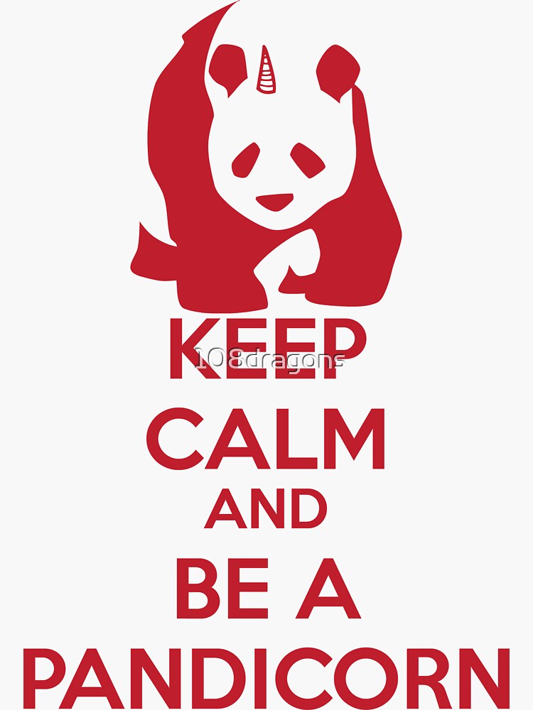 "Keep Calm And Be A PandiCorn - Red Logo Design" Sticker for Sale by ...