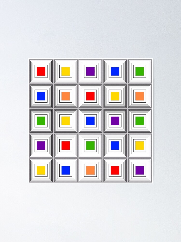 Póster «Patrón geométrico 3D de cuadrados rellenos de color primario y ...