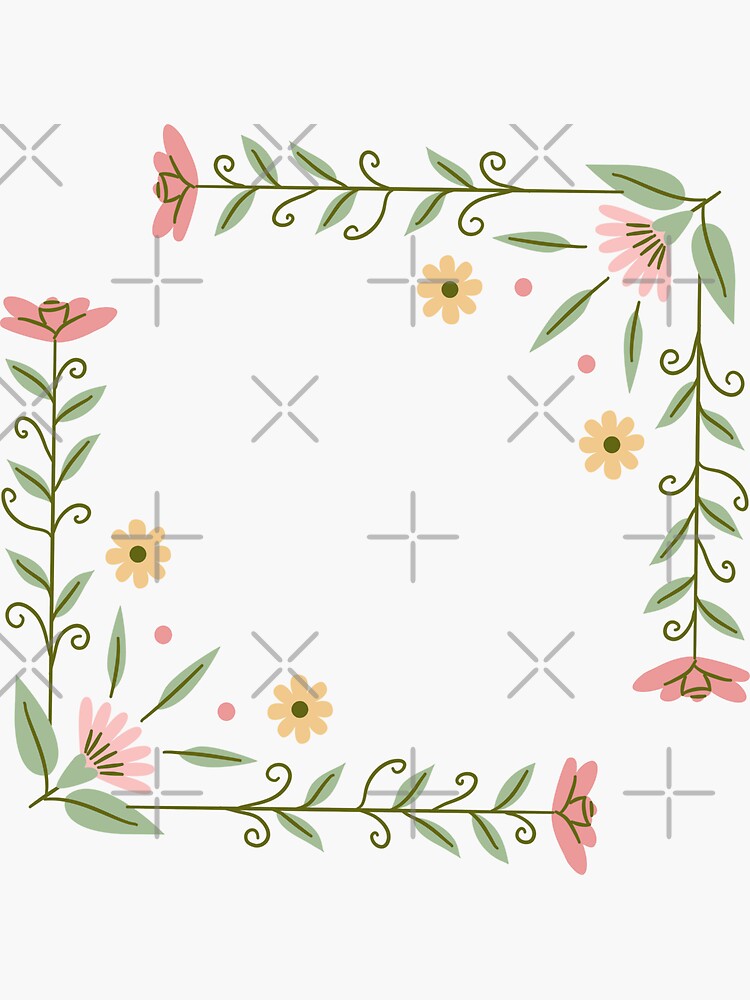 "Spring Flower Corner Border" Sticker for Sale by EmKayeCreations ...