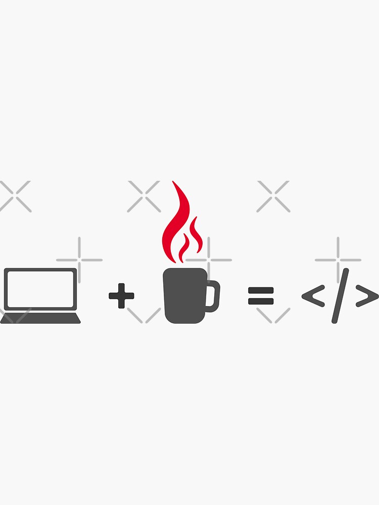 "Coffee to code : laptop + coffee = code" Sticker for Sale by ns-dot ...