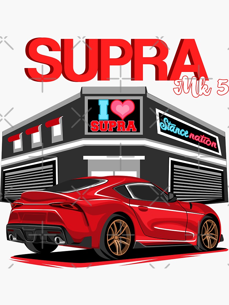 "GR Supra Mk5 Red" Sticker for Sale by Ryzdesain | Redbubble