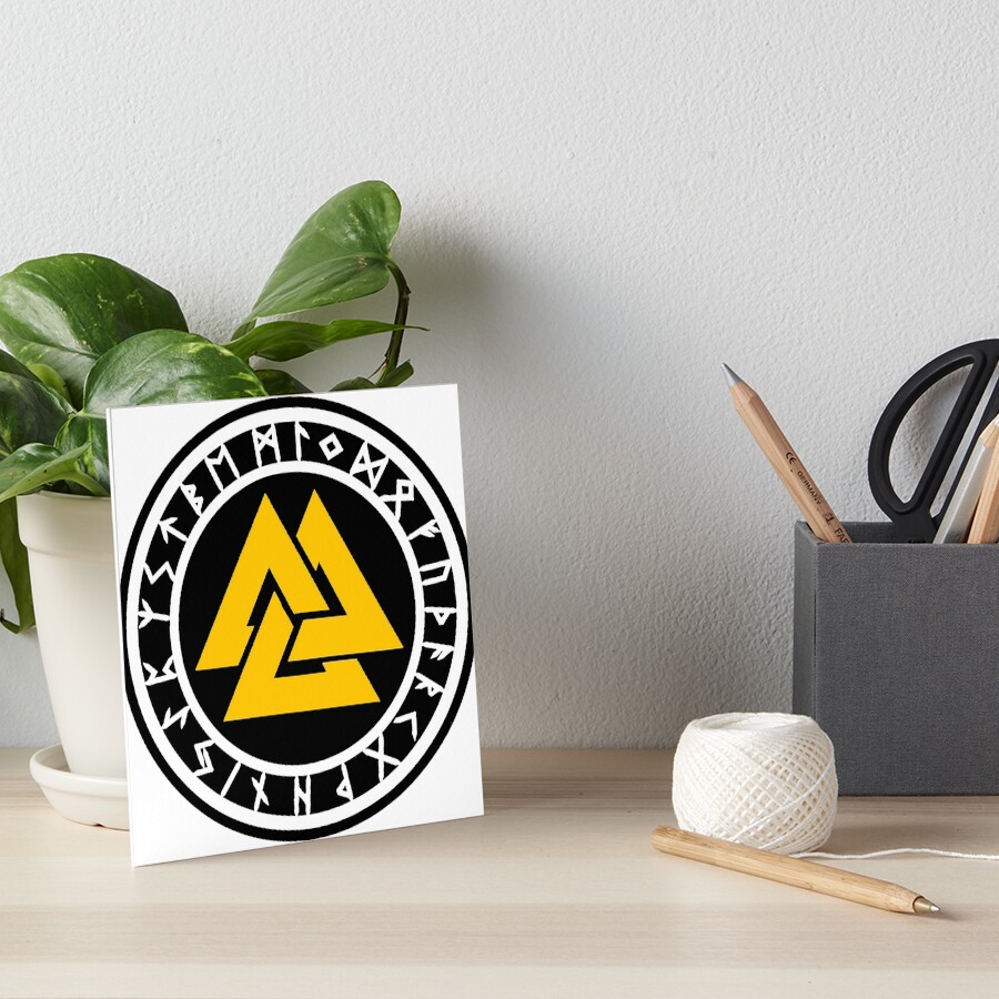 "Golden valknut with runes" Art Board Print by Xtreemer | Redbubble