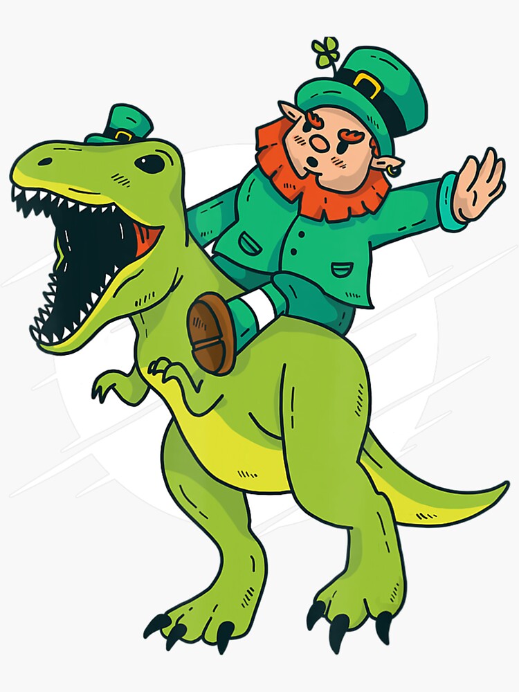 "Dinosaur St Patricks Day Irish Green Saint Patrick Lucky" Sticker for ...