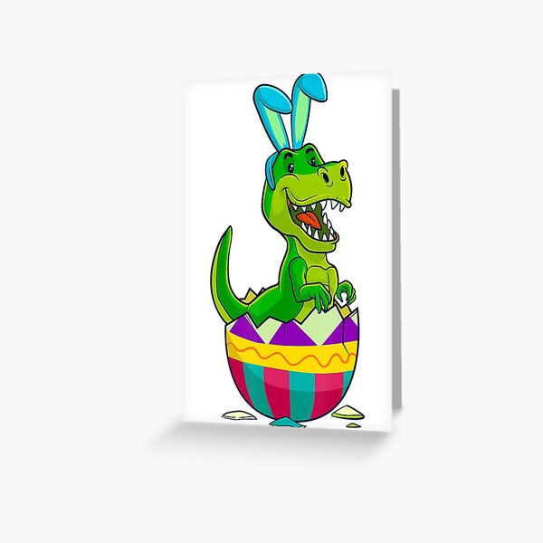 "Easter Dinosaur T Rex Bunny Egg Cute Boys Girls Kids" Greeting Card ...