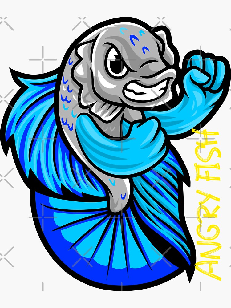 "Angry Fish" Sticker for Sale by SPINOFFDESIGNS | Redbubble
