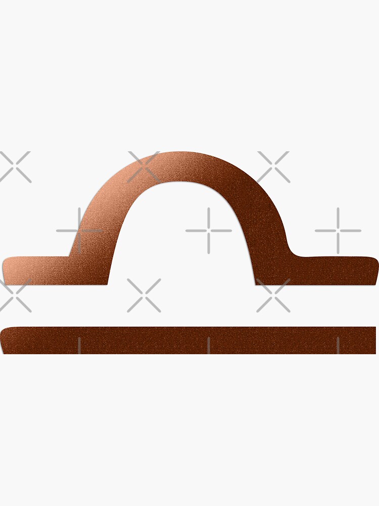 Pegatina «Diseño metálico de cobre del zodiaco de Libra del símbolo y ...