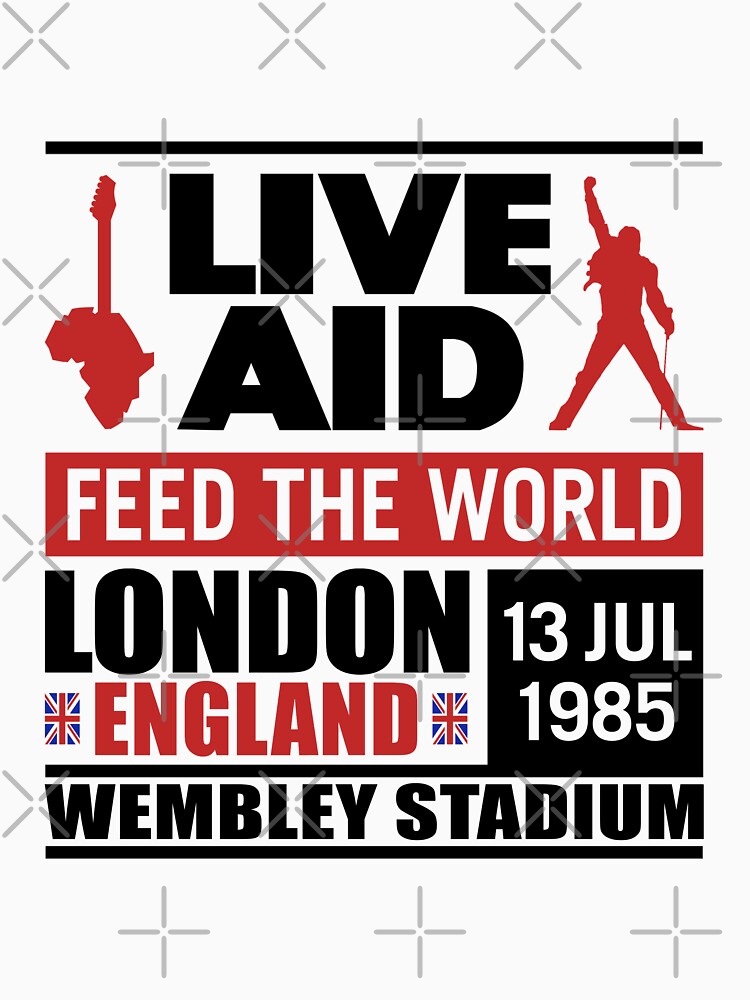 "Live AID 1985" T-shirt for Sale by NotoriousUK | Redbubble | music t ...