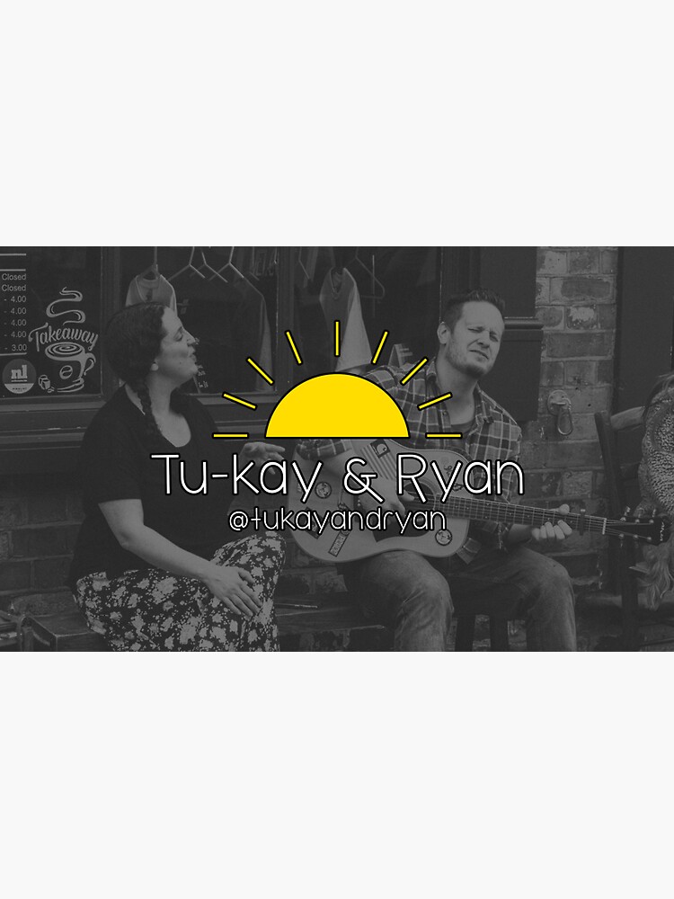 "Tu-kay & Ryan - Backdrop with logo" Sticker for Sale by tukayandryan | Redbubble