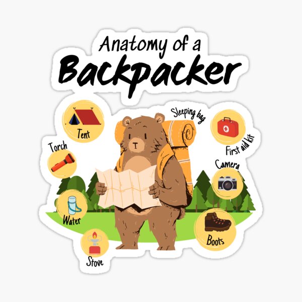 "Anatomy of a Backpacker" Sticker for Sale by PrintOutStore | Redbubble
