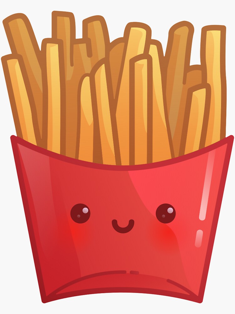 "Cute French Fries Emoji Drawing" Sticker for Sale by DearCutesyCo ...