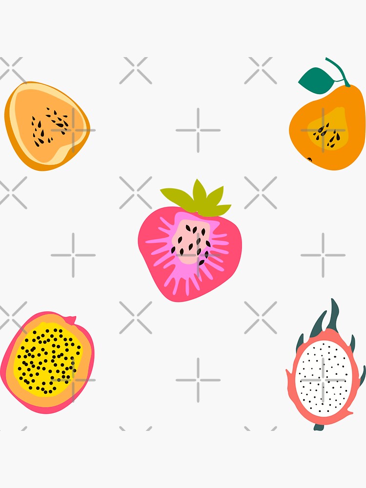 "Tropical fruits and berry sticker pack" Sticker for Sale by ...