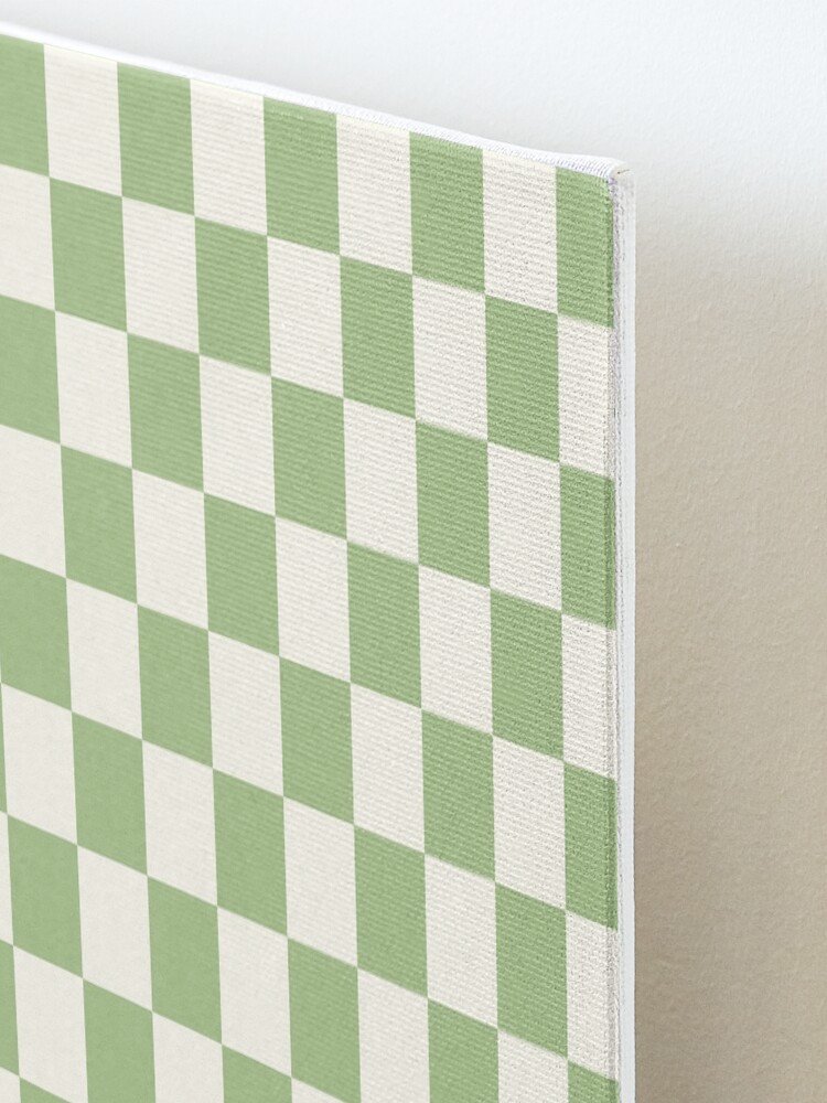 "Checkerboard Check Checkered Pattern in Light Sage Green and Cream ...