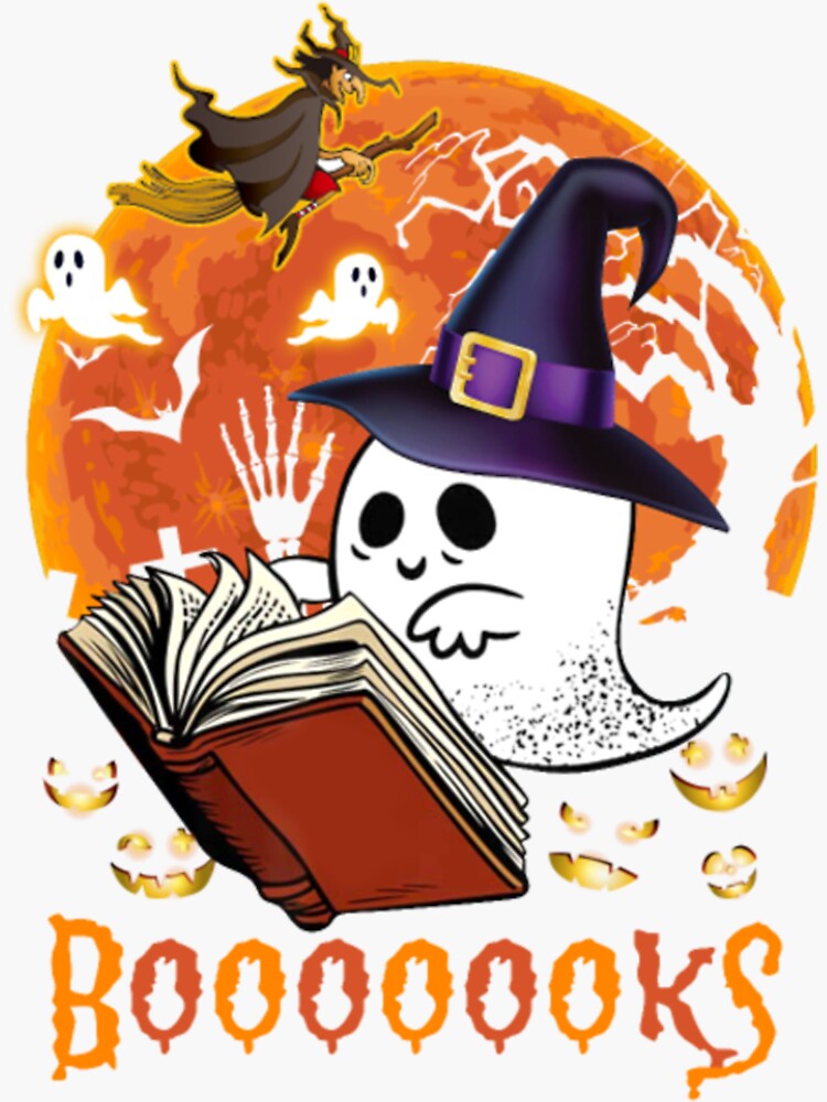 "Booooooks Boo Reading Books Halloween" Sticker for Sale by Clavitaps ...