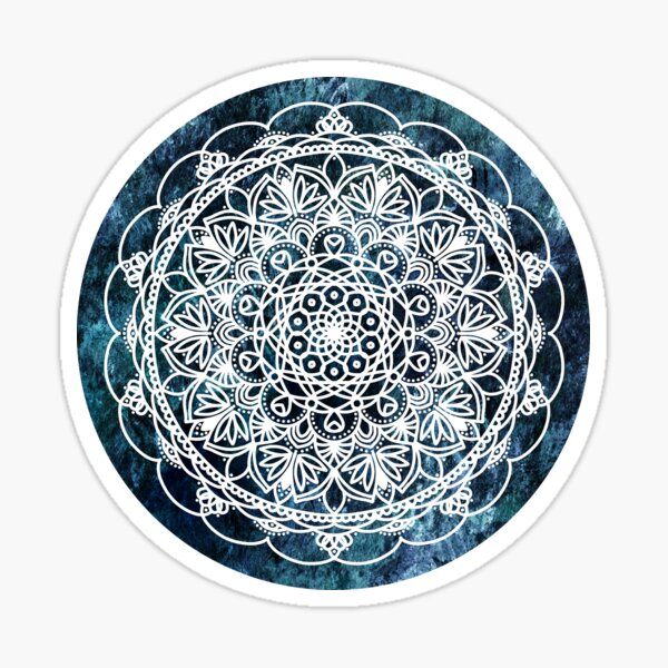 "Mandala in blue ocean waters" Sticker by felinefeelings | Redbubble