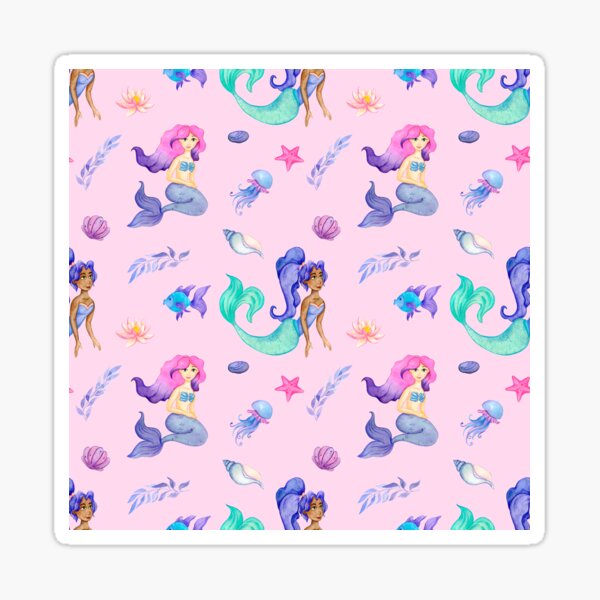 "Pink Mermaid pattern" Sticker for Sale by omaeth303 | Redbubble