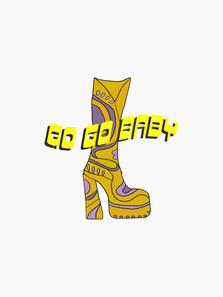 "'GO GO BABY' Go Go Boots (Purple & Gold)" Sticker for Sale by hanlou ...