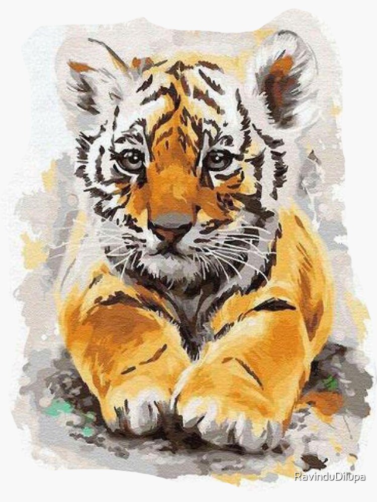 "A baby tiger" Sticker by RavinduDilupa | Redbubble