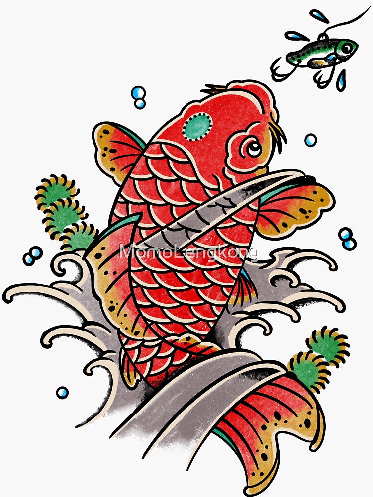 "Japanese Koi Fish - Neo Traditional Tattoo" Sticker for Sale by ...