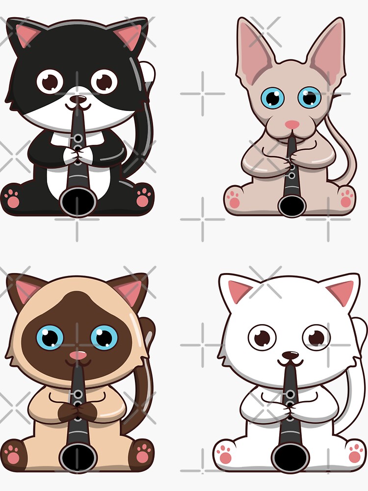 "Cute Cat Playing The Clarinet Pack" Sticker for Sale by Sthyouneed ...