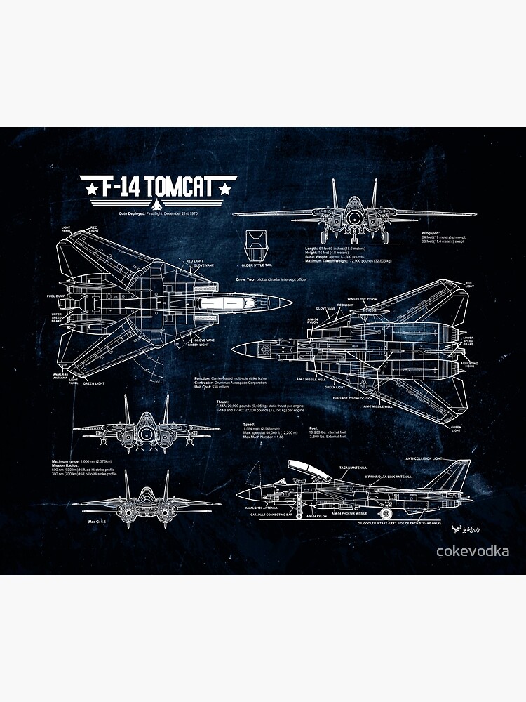 "Tomcat F-14 Blueprint Tapestry USAF Navy " Poster for Sale by ...