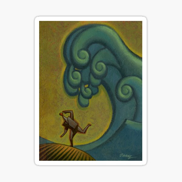 "Tsunami" Sticker for Sale by robcolvinart | Redbubble