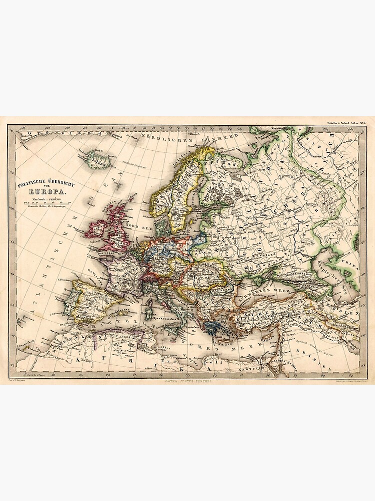 "EUROPE 1862 - Vintage Antique Map Art, Unique Classic Style, Aesthetic ...