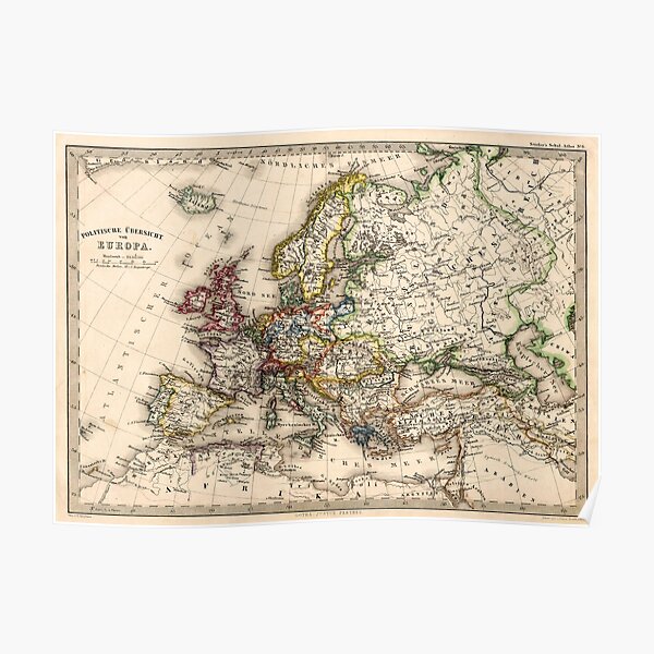 "EUROPE 1862 - Vintage Antique Map Art, Unique Classic Style, Aesthetic ...