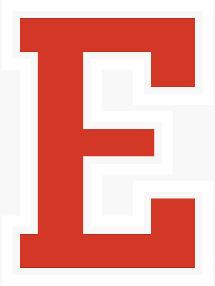 "Letter E, Initial E Varsity style in Red" Sticker for Sale by ...
