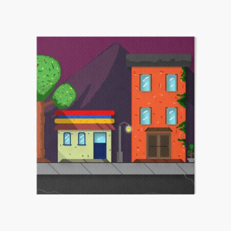 "Pixel art of tree, minimarket, and apartment building" Art Board Print ...