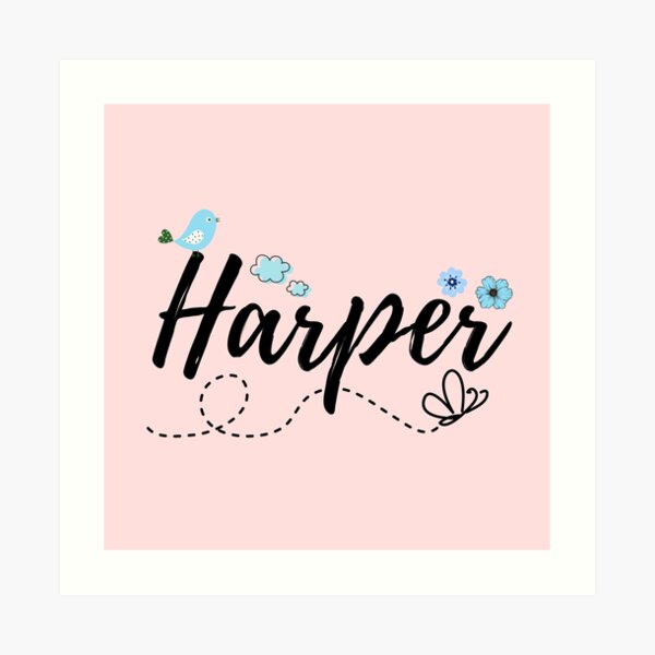 "Harper Name Baby Child Girl Pretty Flowers | Name Design Pink Blue ...