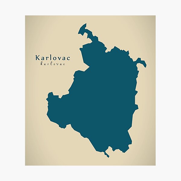 "Modern Map - Karlovac county map Croatia HR" Photographic Print by ...