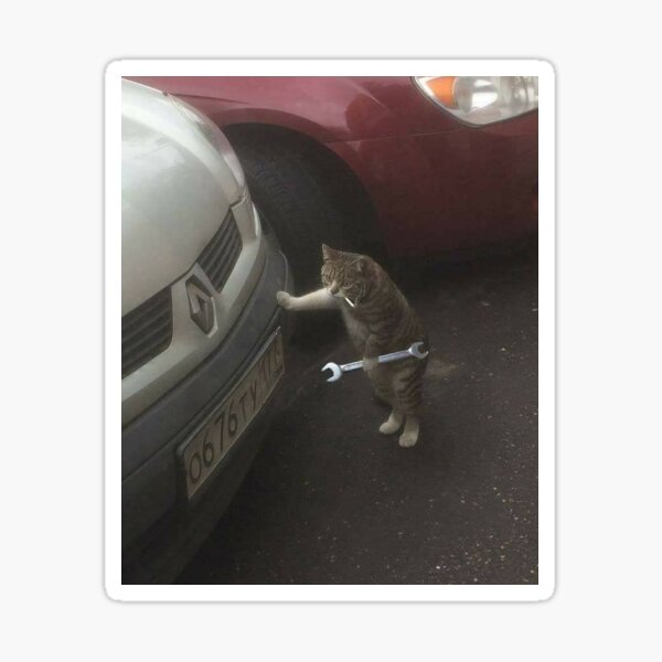 "Cat Mechanic" Sticker for Sale by shitpostanon | Redbubble