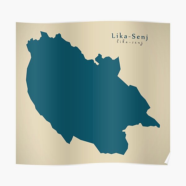 Póster «Mapa moderno - mapa del condado de Lika-Senj Croacia HR» de ...