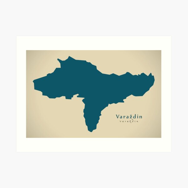 "Modern Map - Varazdin county map Croatia HR" Art Print for Sale by ...