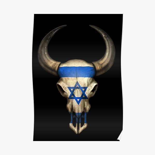 "Israeli Flag Bull Skull" Poster by JeffBartels | Redbubble