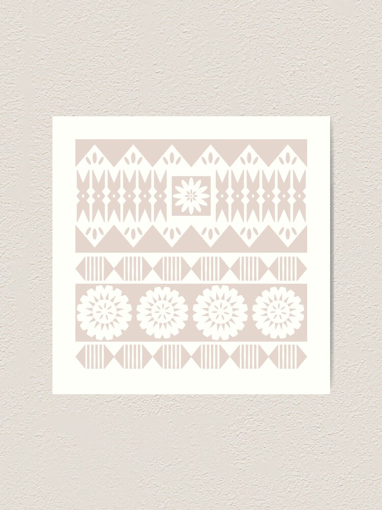 "Fijian Masi 2 - Beige and White" Art Print for Sale by lolomastudio ...