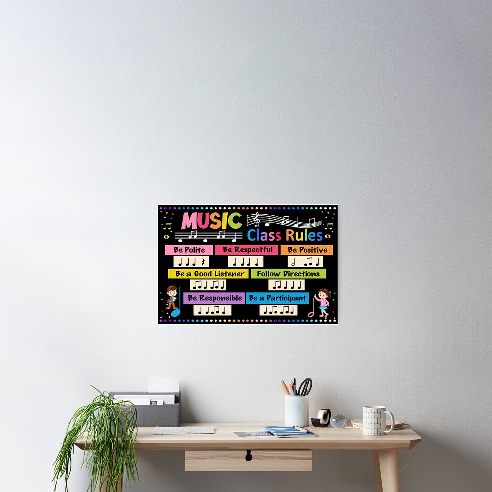 "Music Class Rules Classroom Poster Gift For Teacher, School, Back To ...