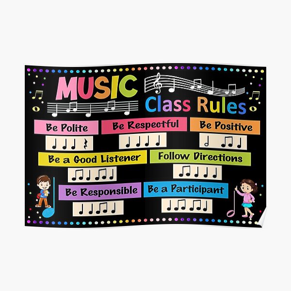 "Music Class Rules Classroom Poster Gift For Teacher, School, Back To ...